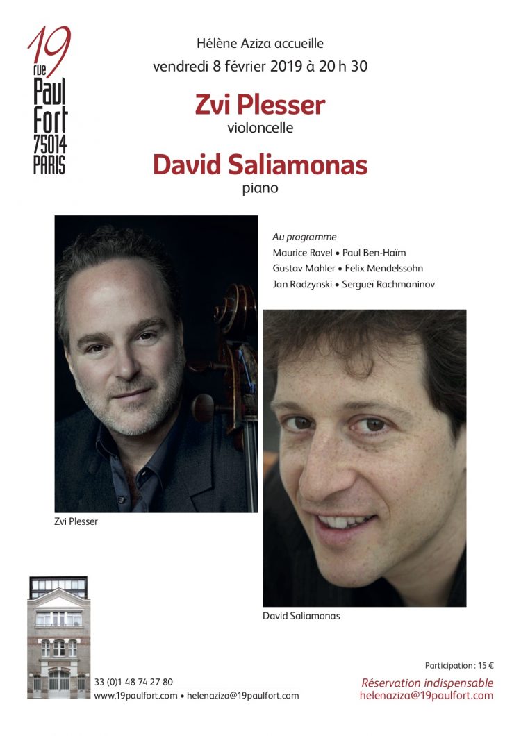 02 – 08 février – Concert – Zvi Plesser (violoncelle), David Saliamonas ...